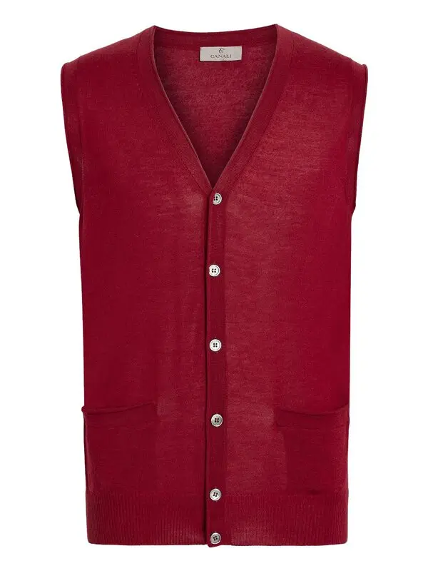 Canali Cashmere And Silk-blend Vest - Claret