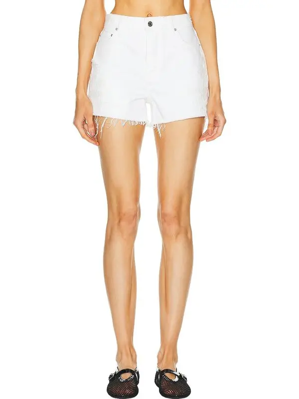 GRLFRND Eliana High-rise Denim Shorts - White Rip