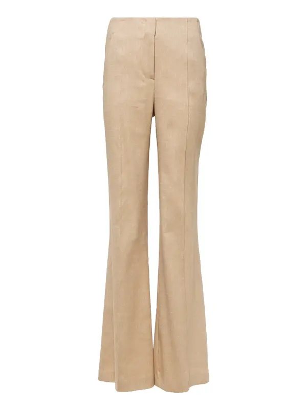 Veronica Beard Komi Flared Linen-blend Pants - Beige