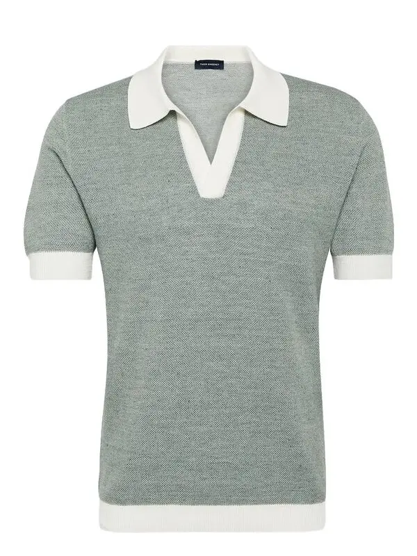Thom Sweeney Cotton And Linen Polo Shirt - Green