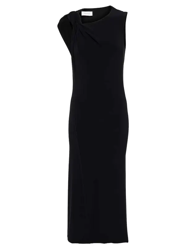 Sportmax Nuble Asymmetric Jersey Midi Dress - Black