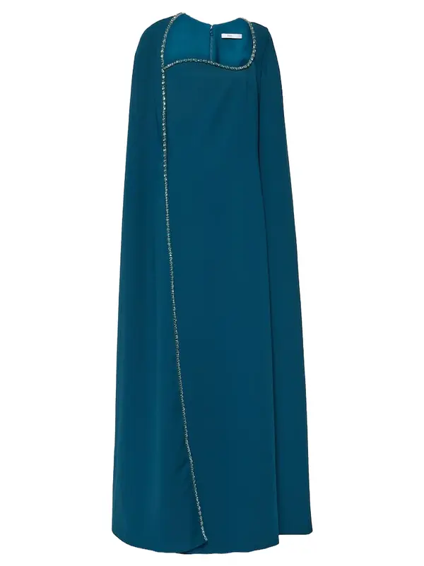 Safiyaa Mattia Embellished Caped Gown - Blue