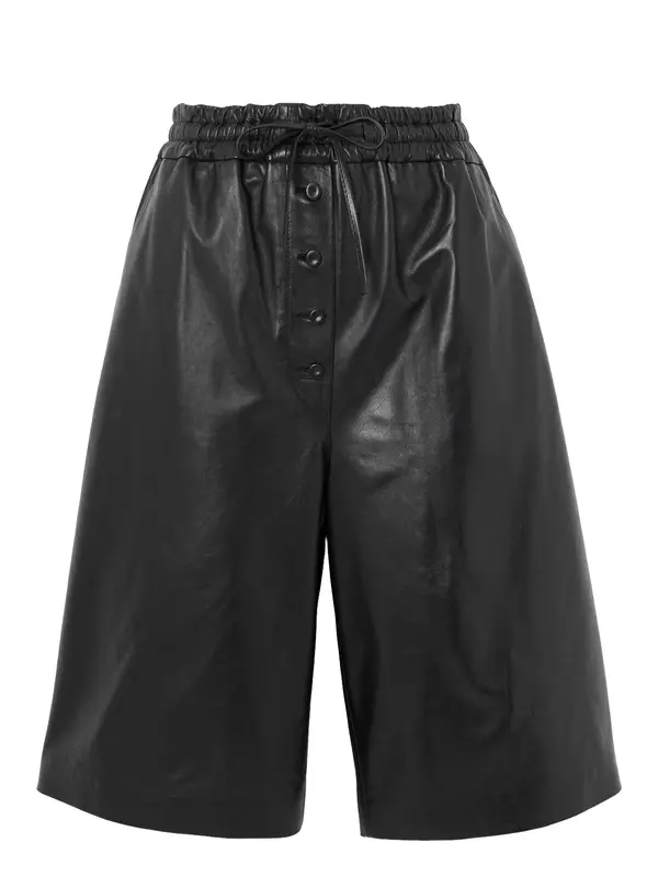 JIL SANDER Leather Wide-leg Shorts - Black