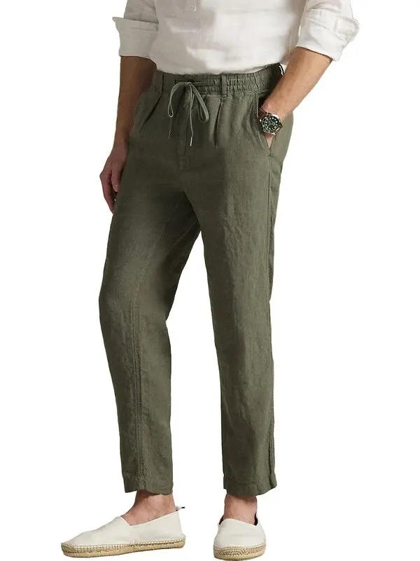 Ralph Lauren Lateef Slim Tapered Linen Pants - New Olive