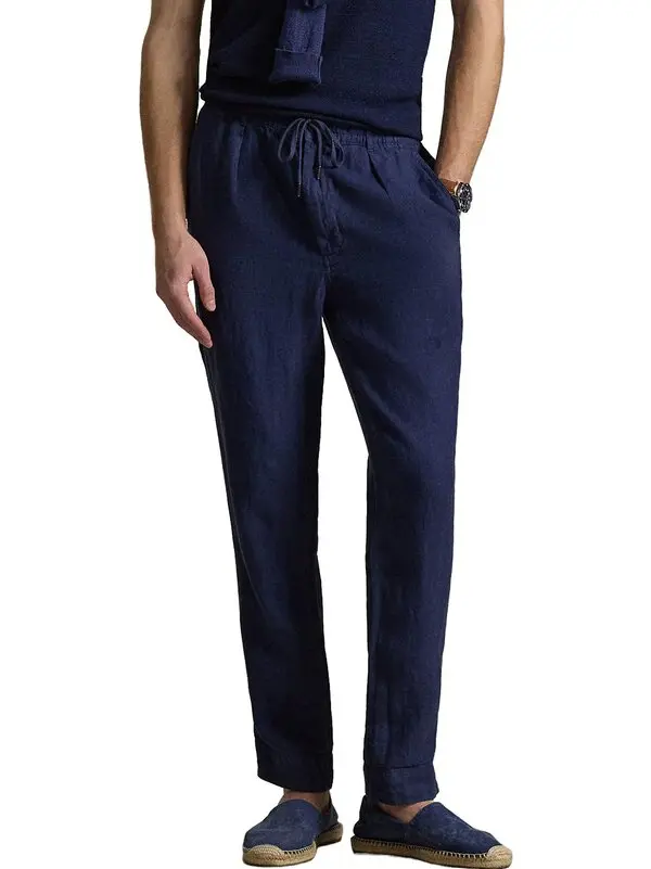 Ralph Lauren Lateef Slim Tapered Linen Pants - Newport Navy