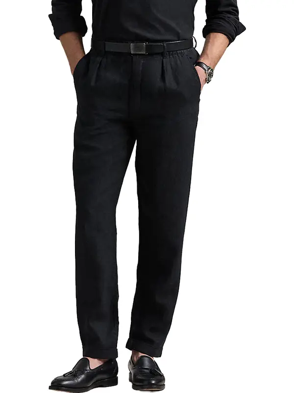 Ralph Lauren Lateef Slim Tapered Linen Pants - Polo Black