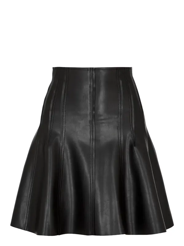Norma Kamali Grace Faux Leather Mini Skirt - Black