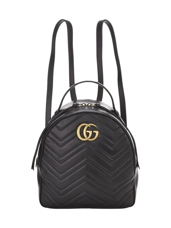Gucci Leather Gg Marmont Backpack - Black