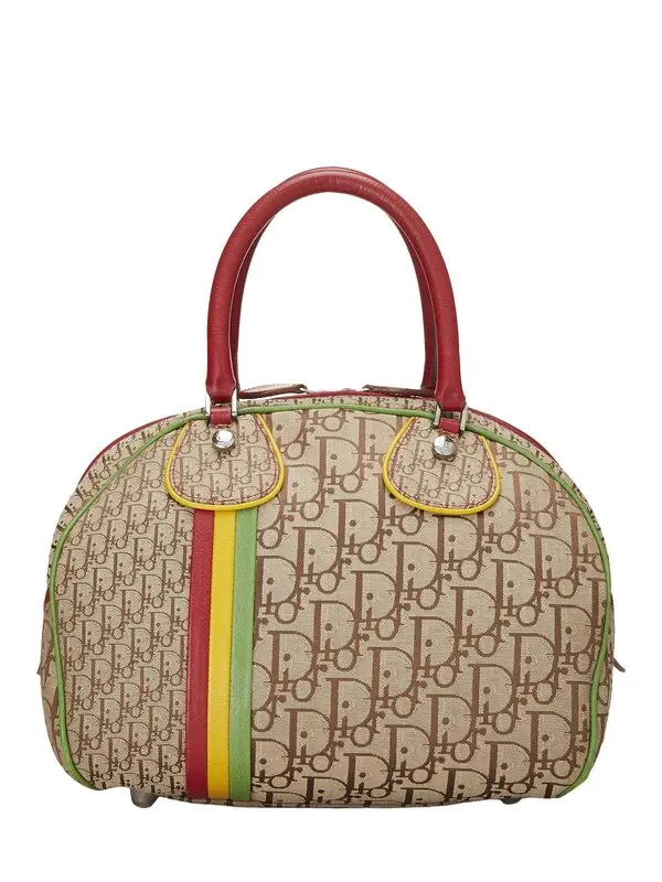 Dior Trotter Coated Canvas Rasta Bowler Bag - Brown
