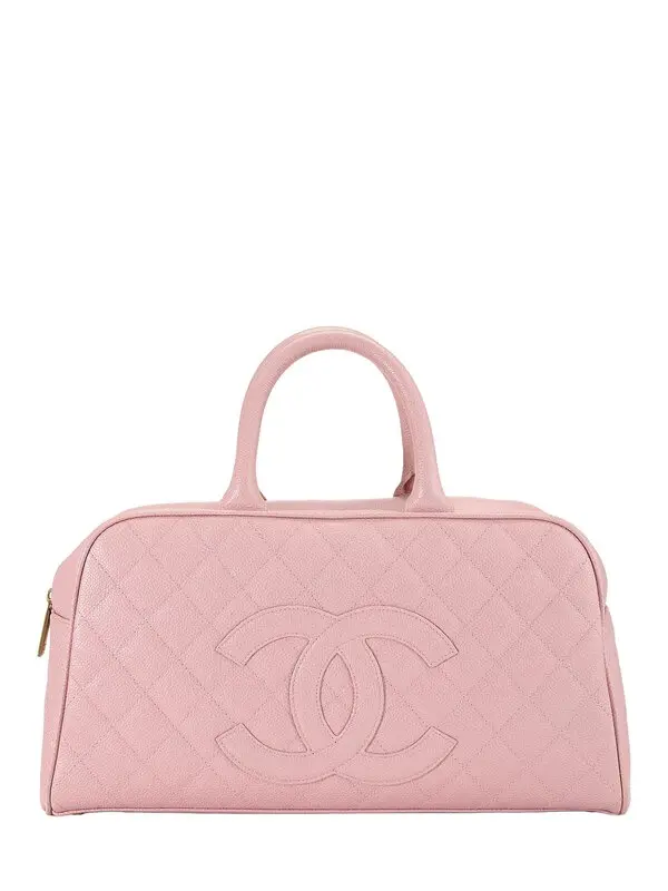 Chanel Quilted Caviar Bowler Bag - Pink