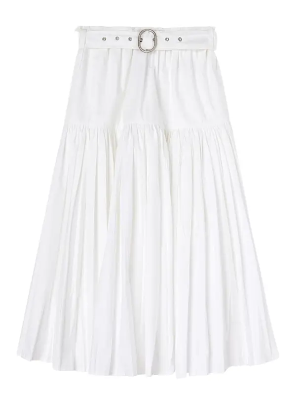 JIL SANDER Pleated Midi Skirt - White