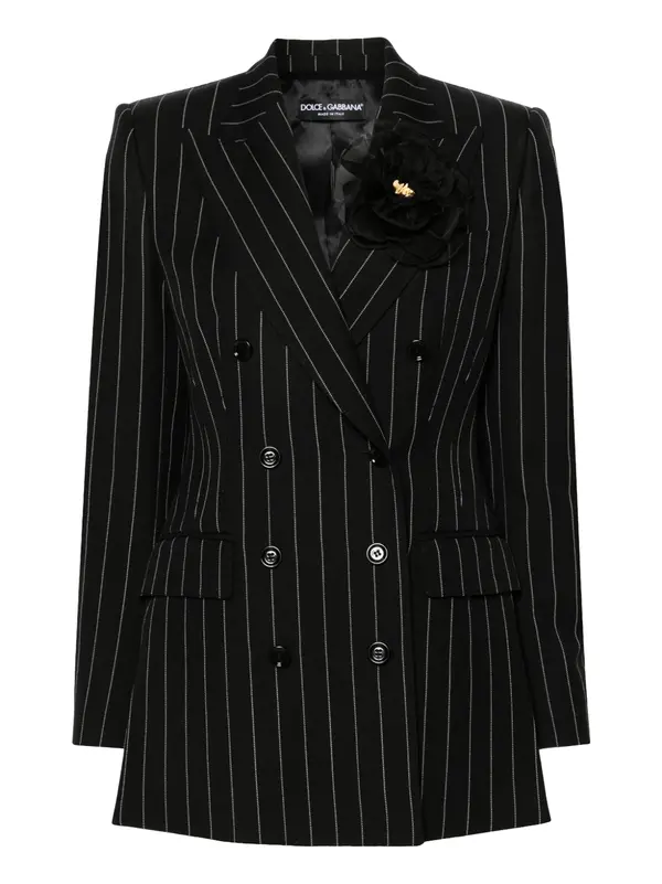 Dolce & Gabbana Pinstripe Double-breasted Blazer - Black