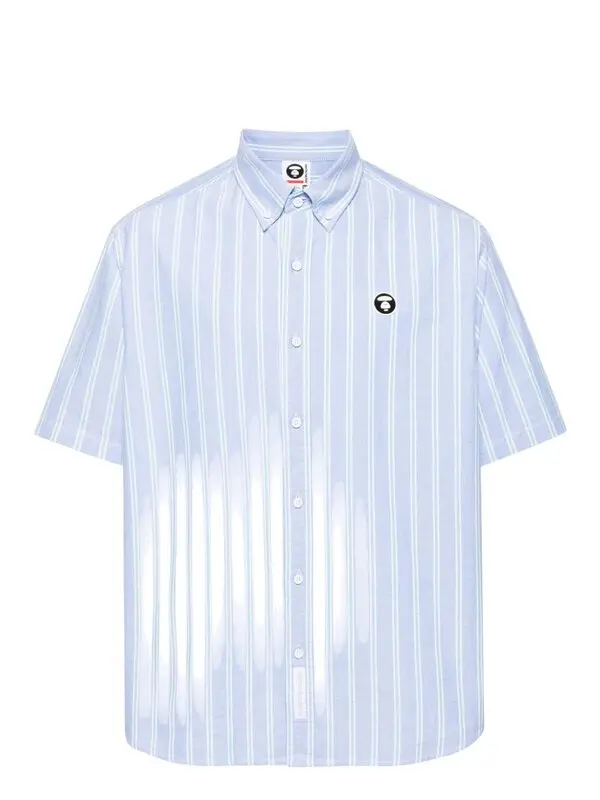 AAPE BY *A BATHING APE® Striped Cotton Shirt - Blue