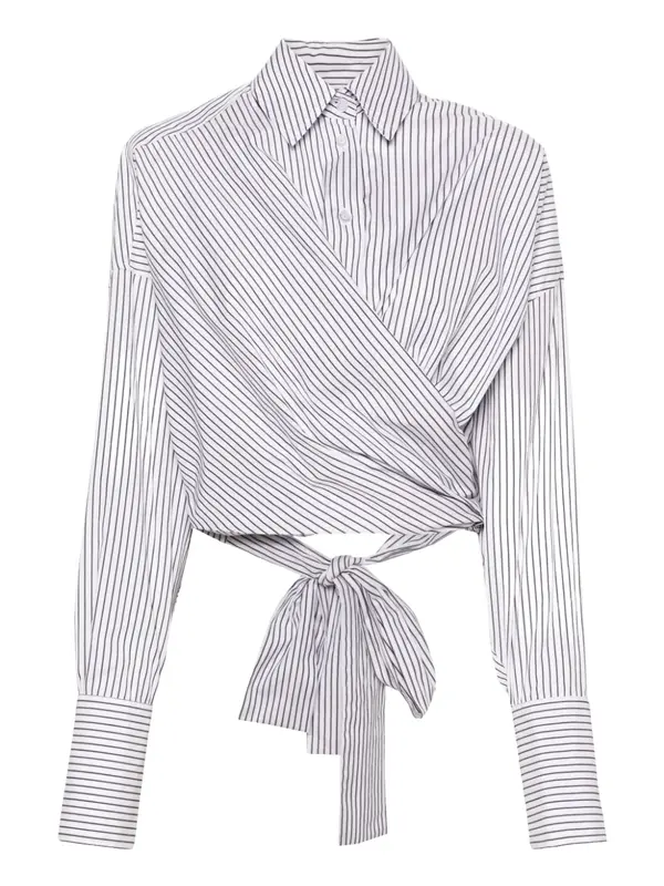 Viktor & Rolf Cropped Wrap Striped Shirt - Grey