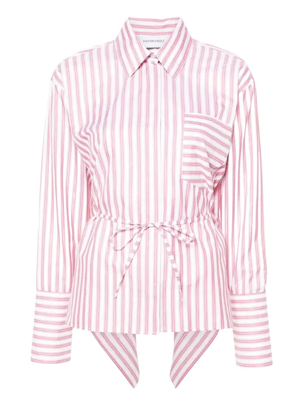 Viktor & Rolf Volant Striped Shirt - Red
