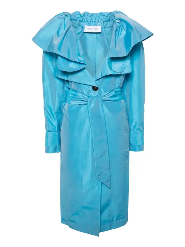 Viktor & Rolf Belted Taffeta Trench Coat - Blue