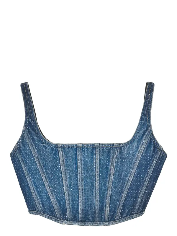 Marc Jacobs Crystal-embellished Denim Corset - Blue