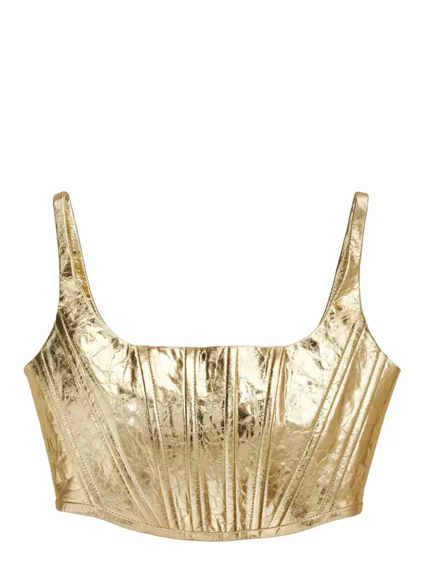 Marc Jacobs Metallic Leather Corset Top - Gold