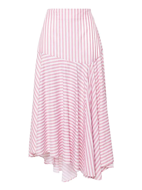 Viktor & Rolf Volant Striped Asymmetric Skirt - White