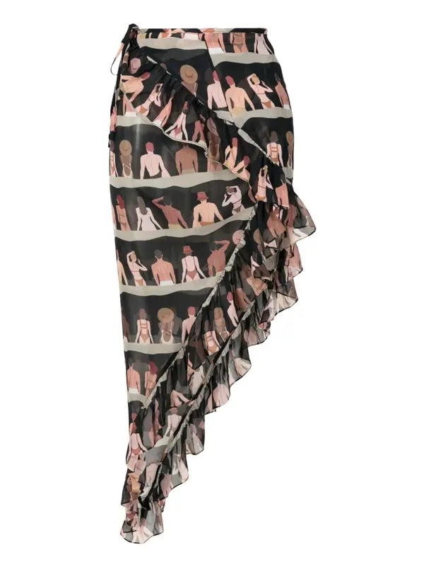 AMIR SLAMA Graphic-print Asymmetric Skirt - Black