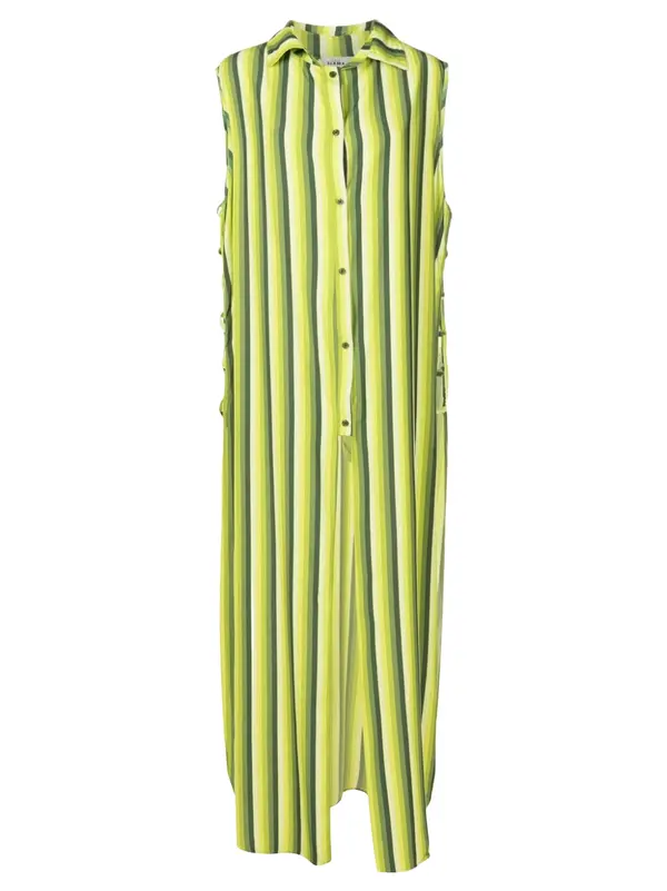 AMIR SLAMA Stripe-print Maxi Shirtdress - Green