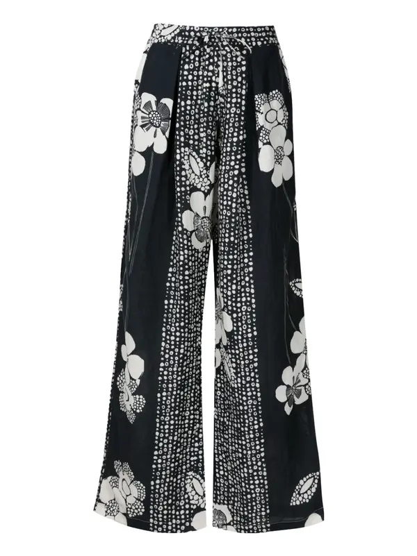 AMIR SLAMA Floral-print Trousers - Black