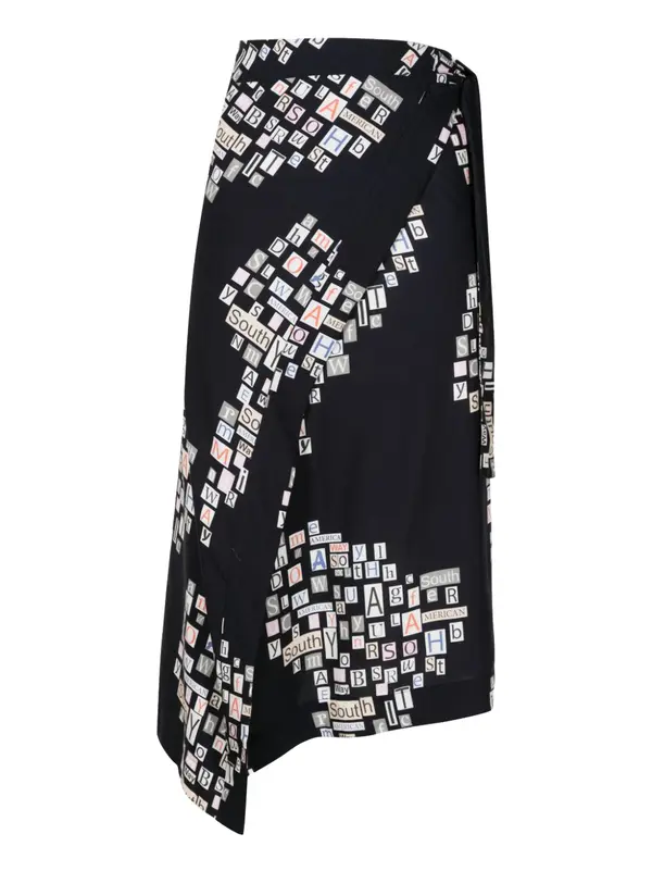AMIR SLAMA Text-print Wrap Skirt - Black