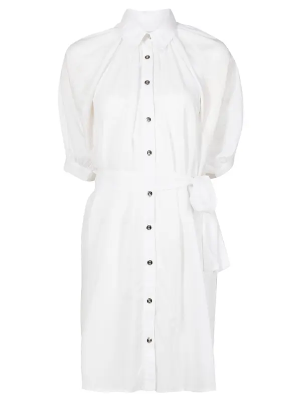 AMIR SLAMA Tied-waist Shirt Dress - White