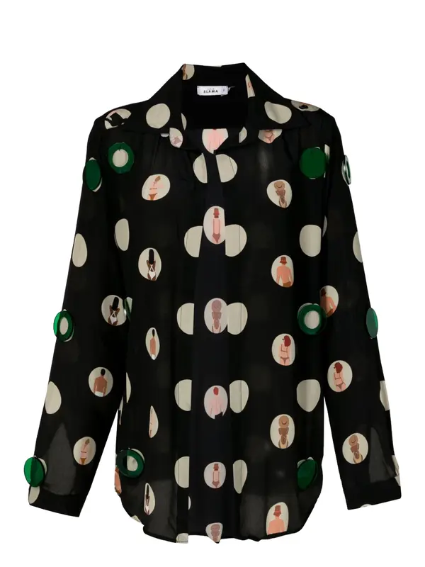 AMIR SLAMA Graphic-print Silk Blouse - Black