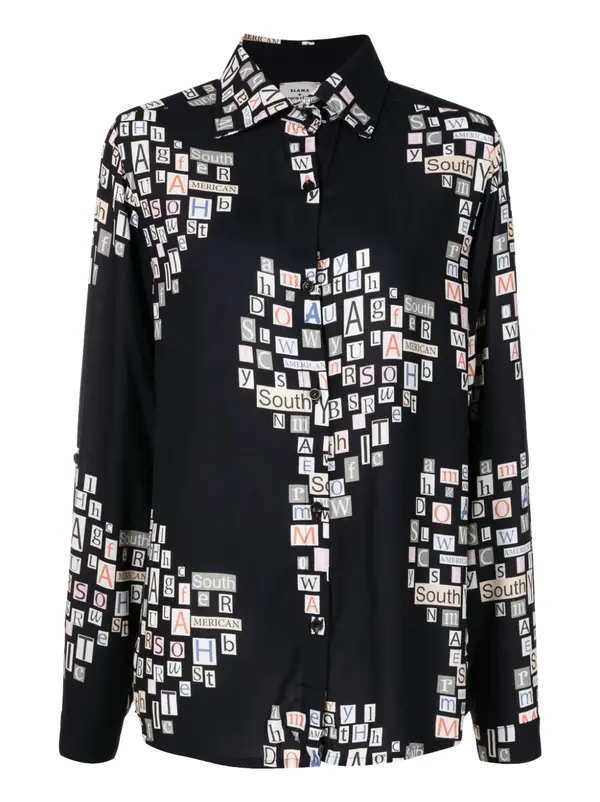 AMIR SLAMA Graphic Print Long Sleeve Shirt - Black