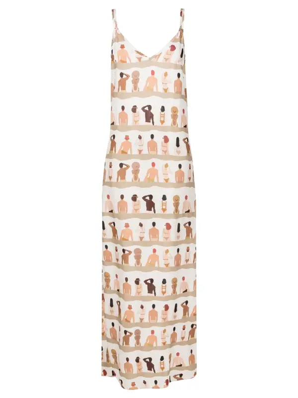 AMIR SLAMA Graphic-print Maxi Dress - Neutrals
