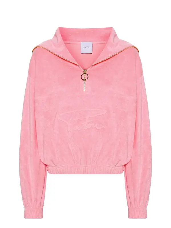 Patou Half-zip Terrycloth Hoodie - Pink