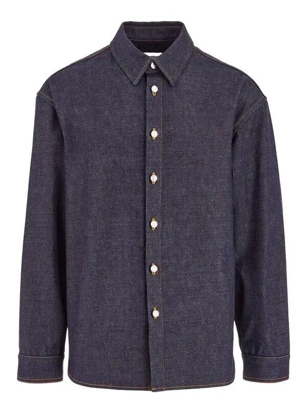 FERRAGAMO Long Sleeved Denim Shirt - Blue