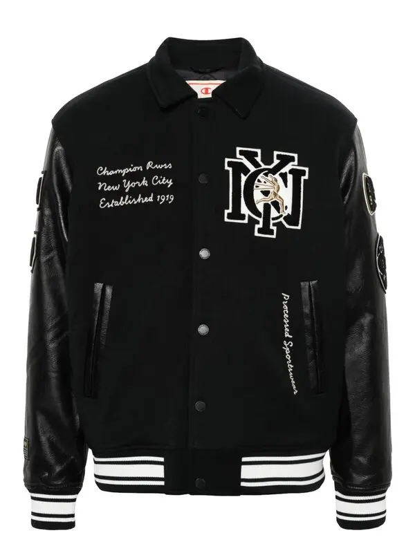 Champion Logo-patch Bomber Jacket - Black