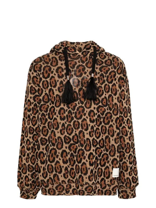 Emporio Armani Leopard-print Hoodie - Brown