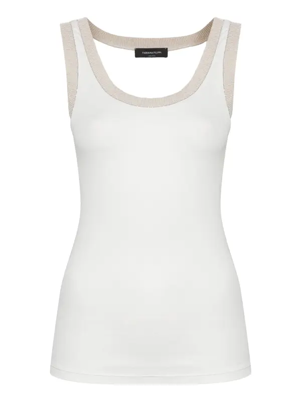 Fabiana Filippi Lurex Trim Ribbed Tank Top - White