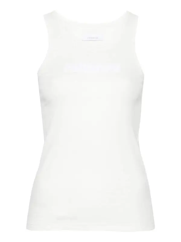 Rabanne Logo-patch Ribbed Tank Top - White