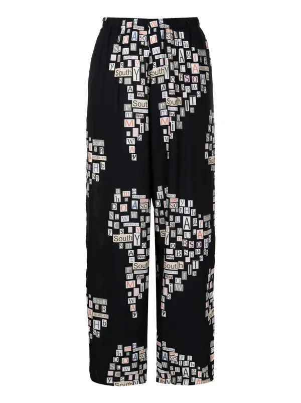 AMIR SLAMA Text-print Trousers - Black