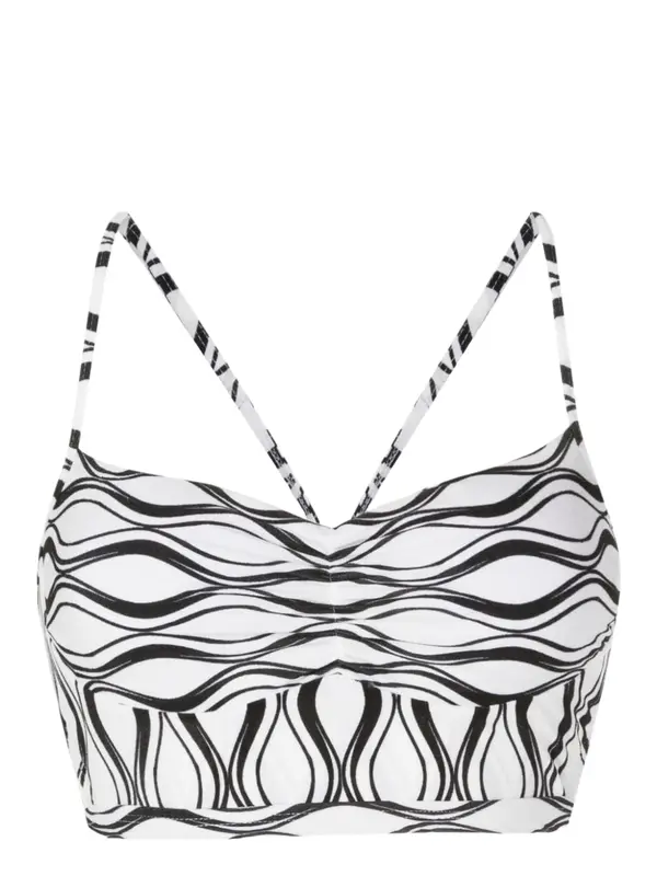 AMIR SLAMA GYM Wave-print Crop Top - White