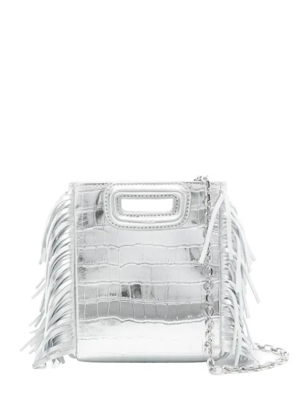 Maje Crocodile-embossed Mini Tote Bag - Silver