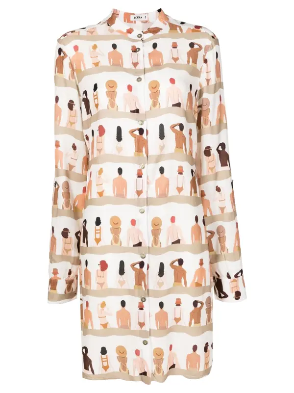 AMIR SLAMA Graphic-print Shirt Dress - Neutrals