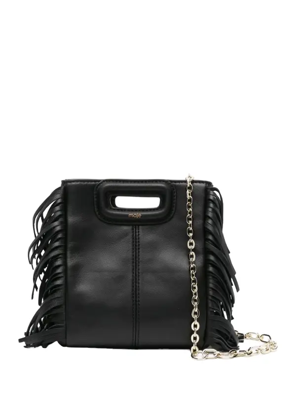 Maje Fringed Leather Tote Bag - Black