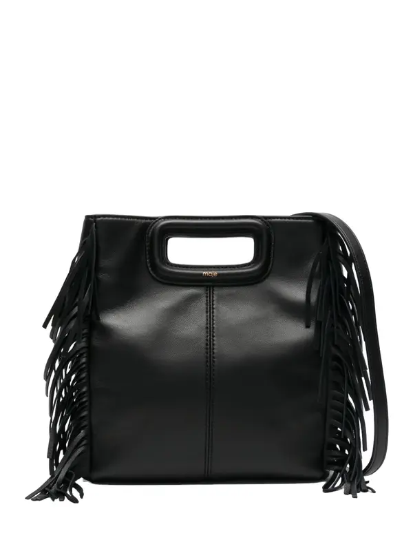 Maje Fringed Leather Tote Bag - Black