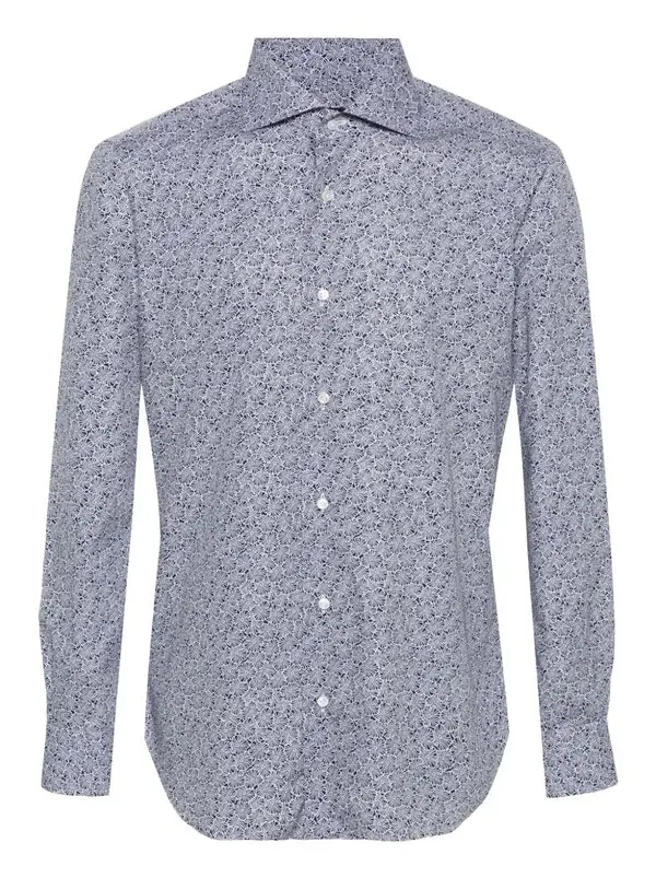 BARBA NAPOLI Floral-print Cotton Shirt - Black