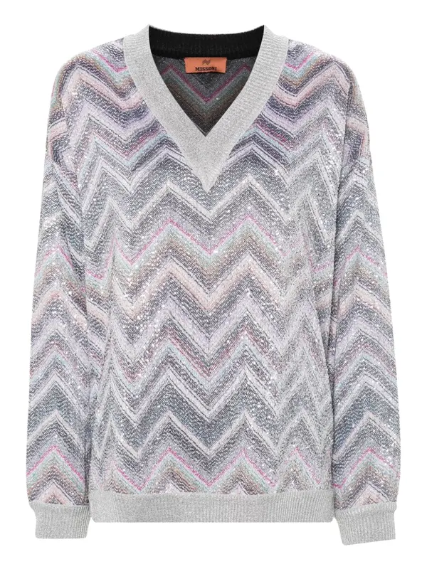 Missoni Zigzag Sequin-embellished Jumper - Grey