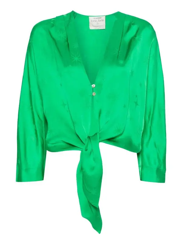 FORTE_FORTE Star-jacquard Blouse - Green