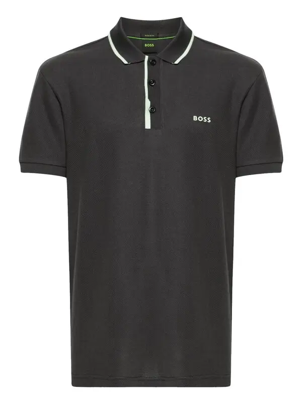 BOSS Logo-appliqué Cotton Polo Shirt - Grey