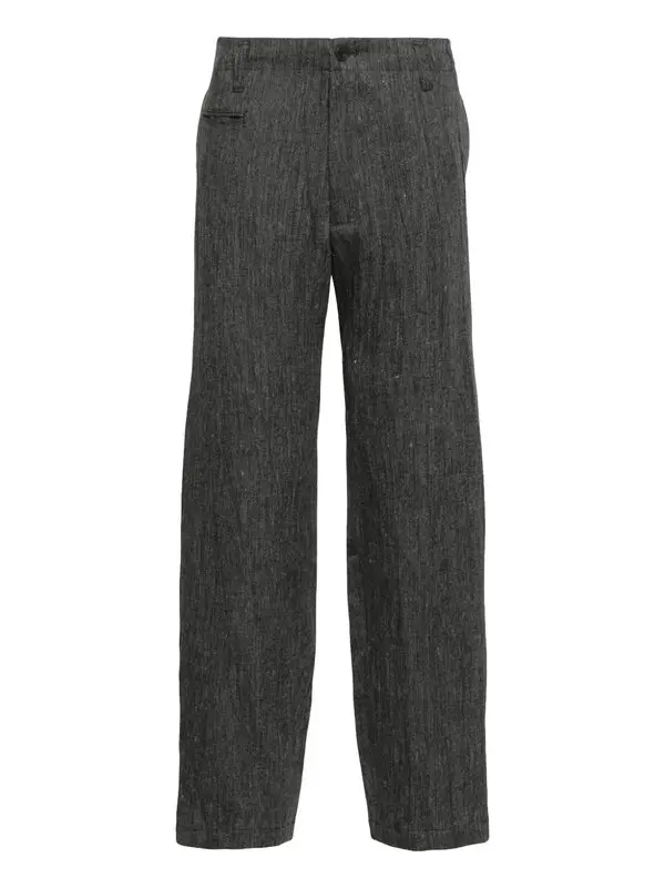 Yohji Yamamoto Tapered Linen Trousers - Grey