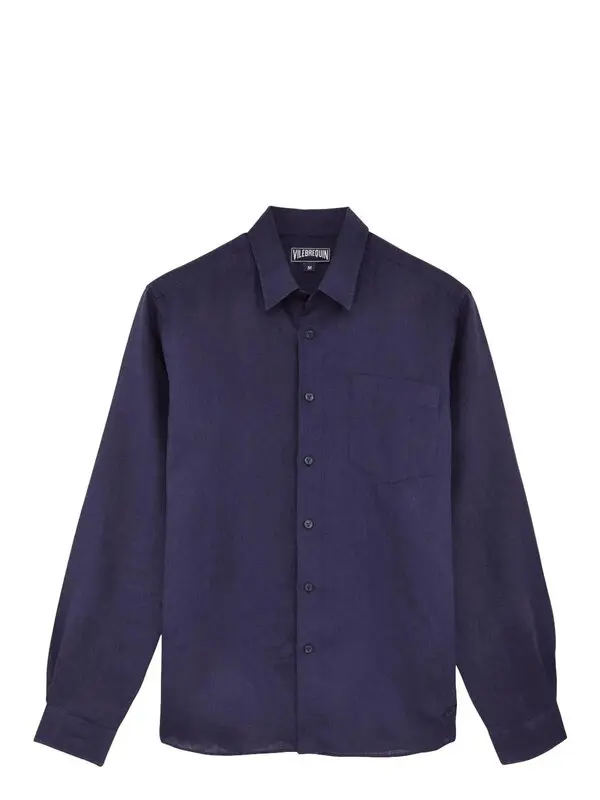 Vilebrequin Logo-embroidered Linen Shirt - Blue