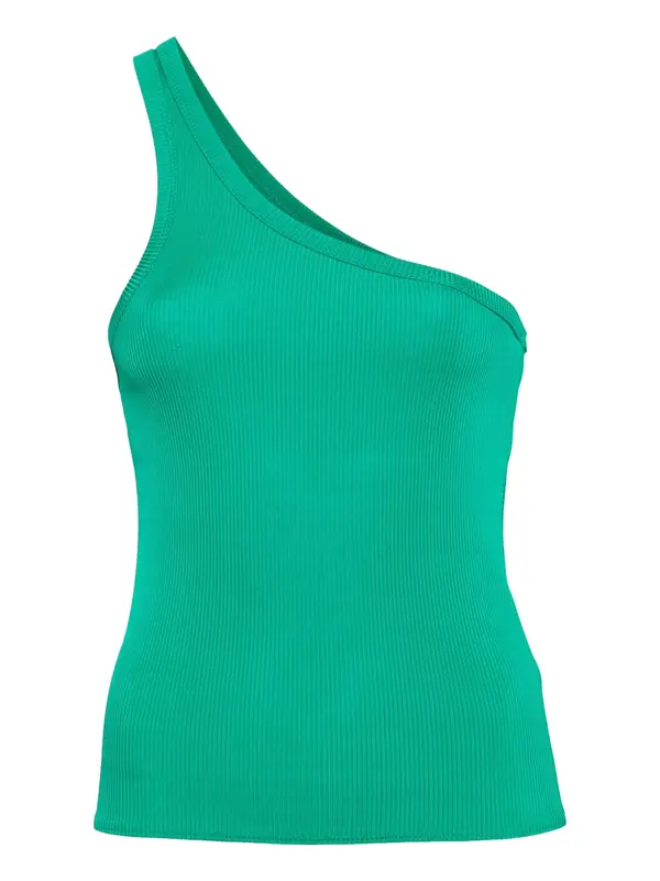 FORTE_FORTE One-shoulder Ribbed Knit Tank Top - Green